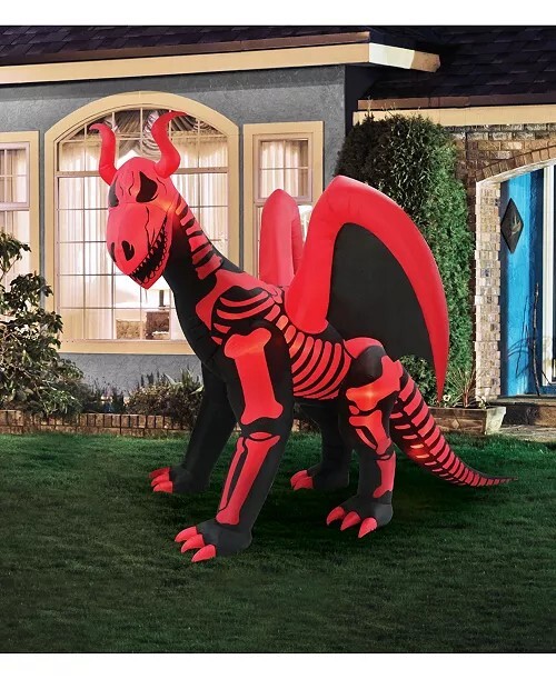 Inflatable Halloween Red Black Skeleton Devil Dragon 10 Ft Foot ...