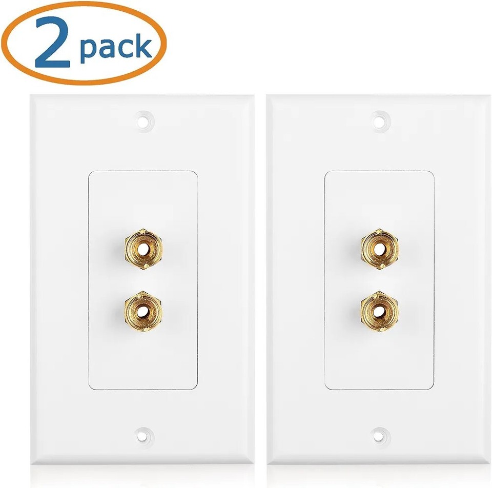 Cable Matters 2-Pack Speaker Wire Wall Plate, Gold Plated Speaker Wall ...