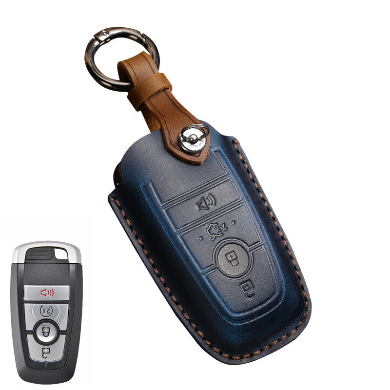 Genuine Leather Car Key Case Cover For Ford Focus Mondeo F-150 F-250 ...