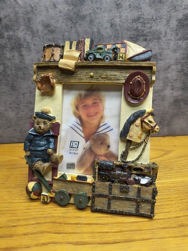 Figi Boys Toys Picture Frame 6" Resin PF AT 301 Teddy Bear Train Books ...