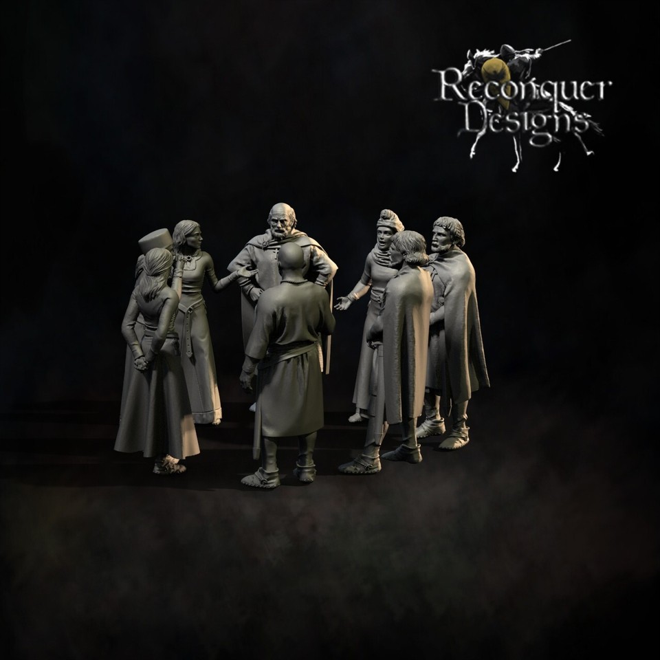 Reconquer Designs Miniatures Medieval Nobles Civilians Villager NPC DnD ...