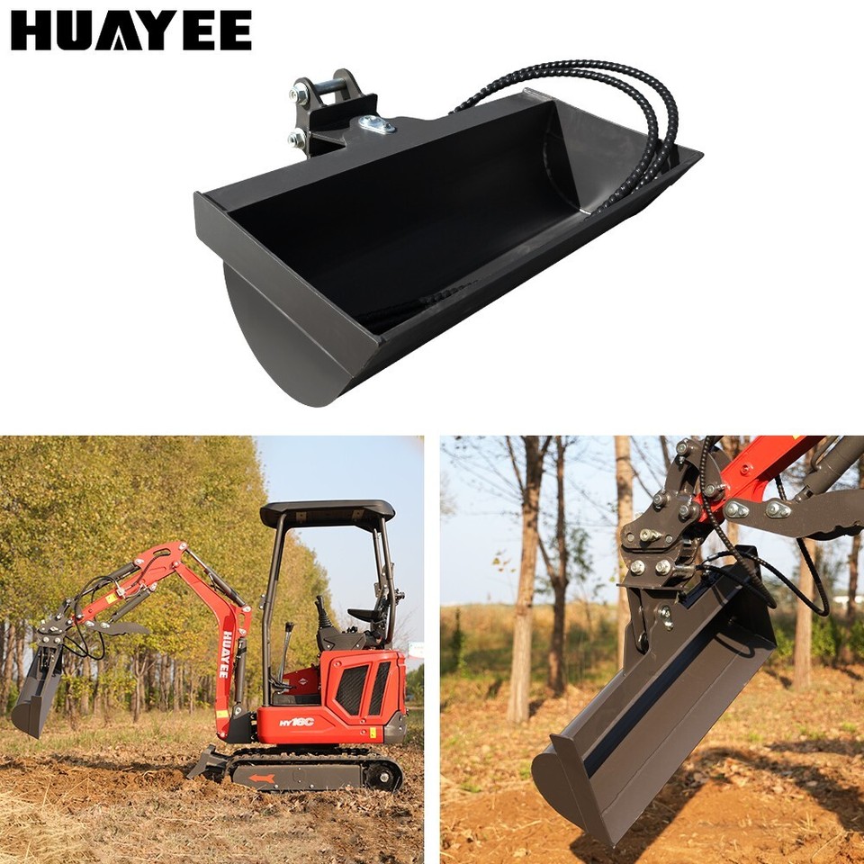 HUAYEE 32in 800mm Tilting Bucket for Mini Excavator with Pins and Hose ...