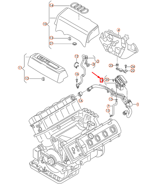 Audi S5 4.2 FSI Crankcase Breather Oil Separator 079103464F for sale ...