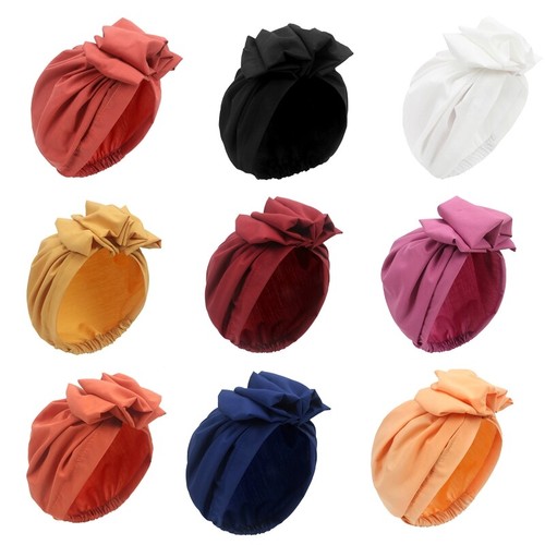 Turbans for Women Soft Pre Tied Knot Fashion Pleated Turban Multi Color ...