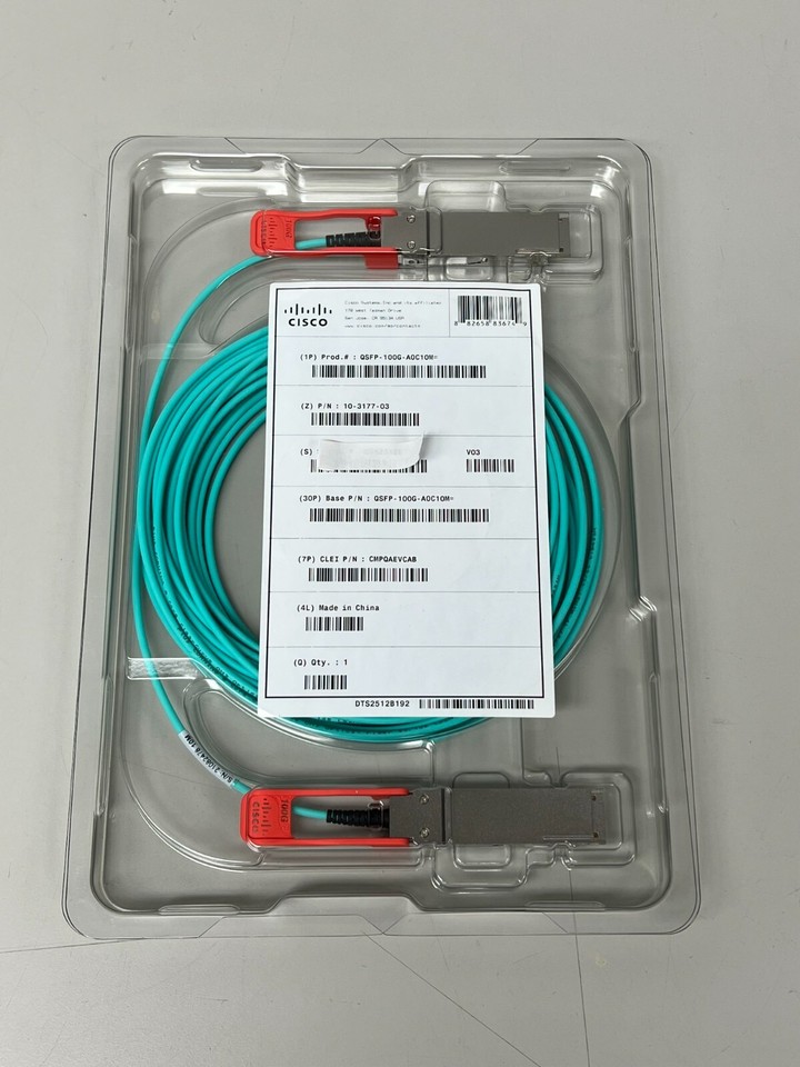 New Cisco QSFP-100G-AOC10M 100GBASE QSFP Active Optical Cable 10m *FREE ...