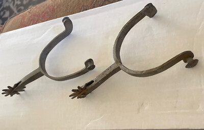 Vintage Antique Hand Forged Steel SPURS, Pat',Marked w/ Daisies,Flowers ...