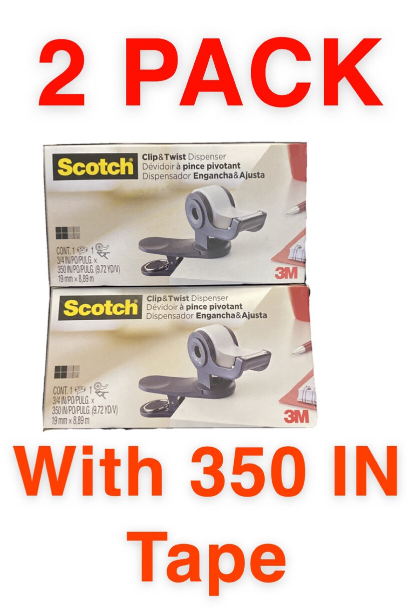 2 Boxes Of 3M Scotch Clip & Twist Desktop Tape Dispenser With 350 in ...