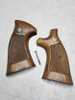 Vtg Smith & Wesson Walnut Wood Target Grips K & L Frame 19 66 586 686 ...
