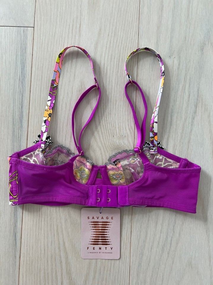 Savage x Fenty Rihanna Mod Poppy Balconette Bra Purple ( 30C ) | eBay