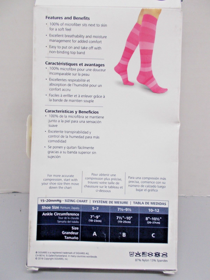 SIGVARIS 143C WOMENS 15-20mmHg COMPRESSION MICROFIBER SHADES KNEE HIGHS ...