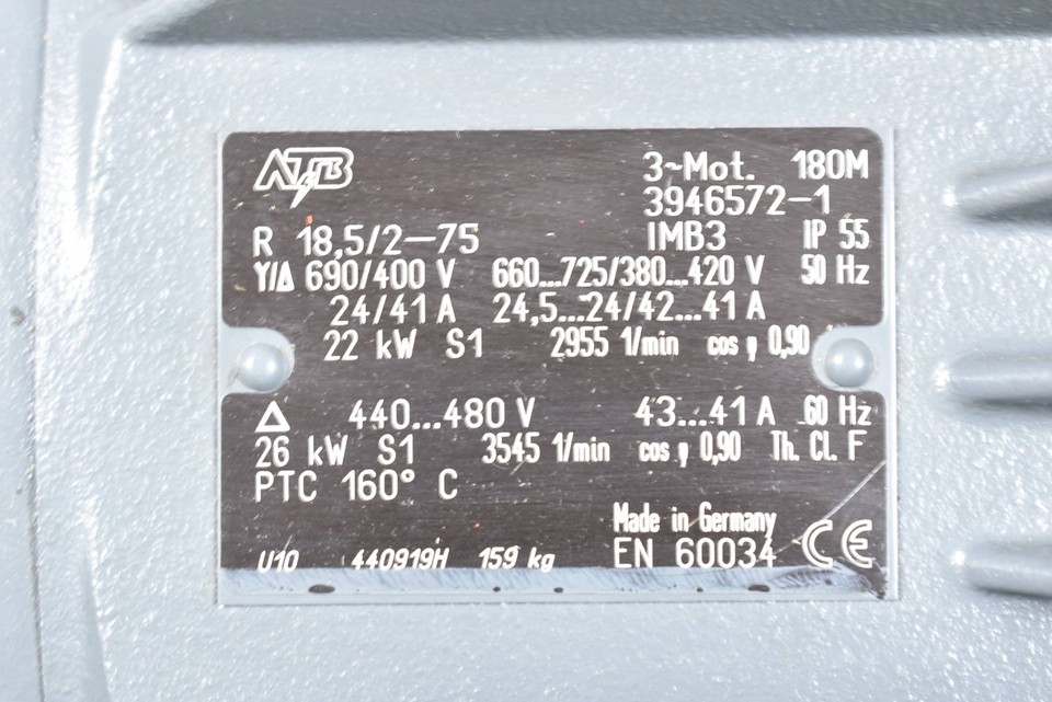 ATB Motor 22kW 690/400V 380-420V 3~ MOT. 180M R18,5/2-75 IMB3 | eBay UK