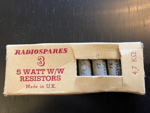Vintage RADIOSPARES 5 Watt Wire Wound 4k7 Resistors X 3 New / Old Stock ...