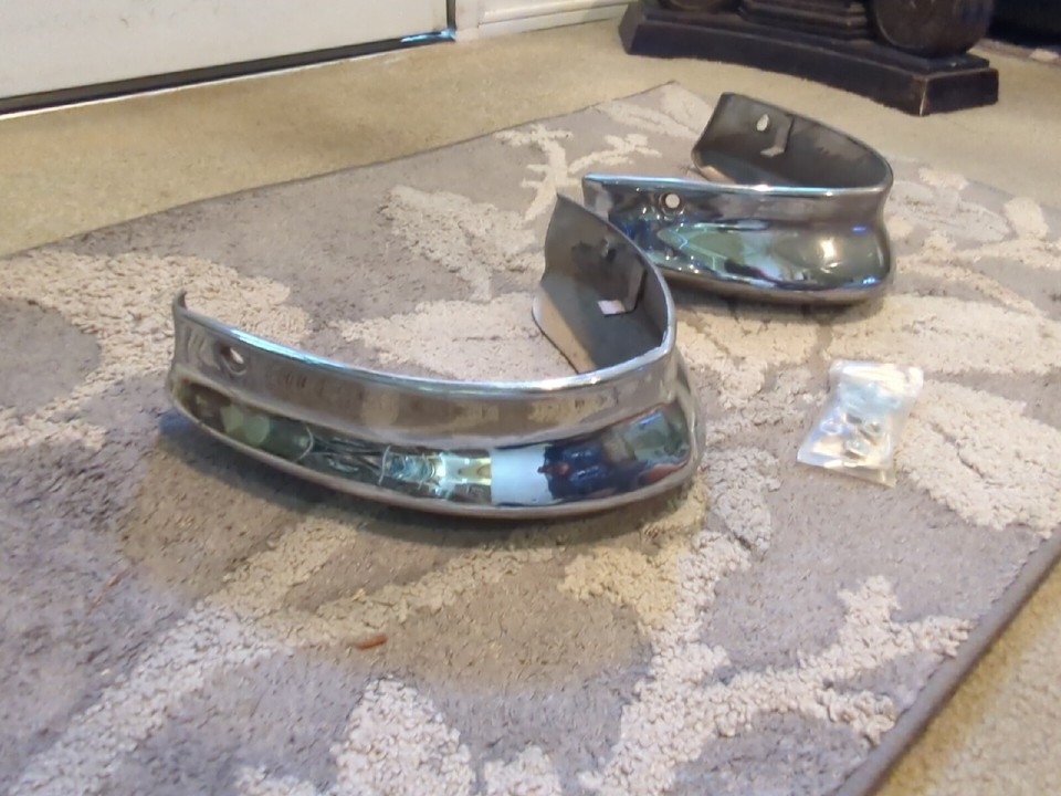 1956 CHEVY REAR ACCESSORY BUMPER GUARDS PAIR USED ORIGINAL VERY CLEAN ...