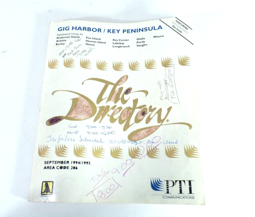 1994 to 1995 September Gig Harbor Key Peninsula WA Phone Book White ...