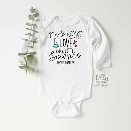 Made With A Lot Of Love And A Little Science Baby Bodysuit ...