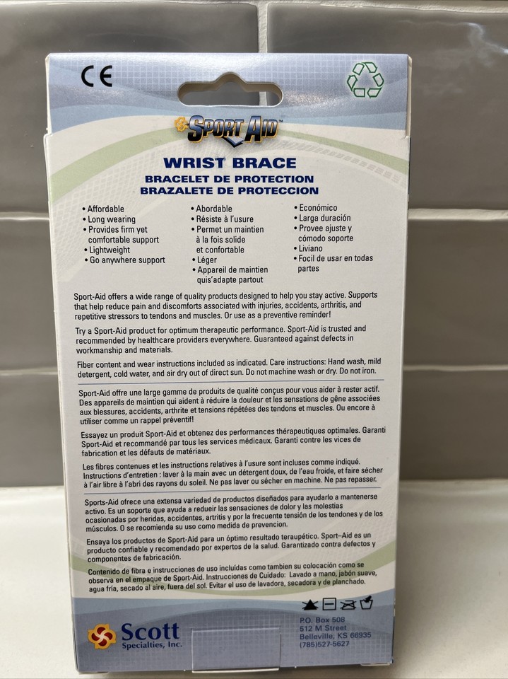 Sport Aid Wrist Brace Support Palm Stay Beige LEFT LARGE Hand Support ...