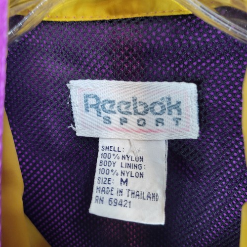 VINTAGE Reebok Jacket Men Medium Purple Yellow Zip Track Sports Vented ...