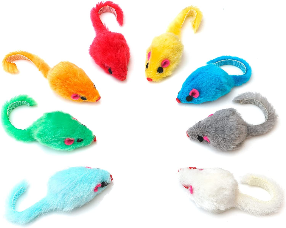 36PCS 4.1'' Furry Cat Toy Mice Rattle Small Mouse Kitten Interactive ...