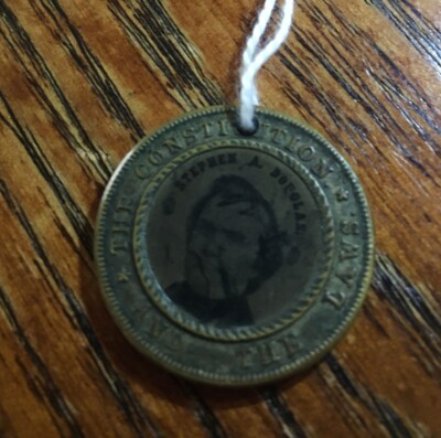 VERY RARE 1860 CAMPAIGN FERROTYPE - TINTYPE TOKEN JOHNSON & STEPHEN ...