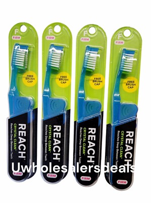 4 Reach Toothbrush Crystal Clean FIRM Bristles Hard BLUE Color ...