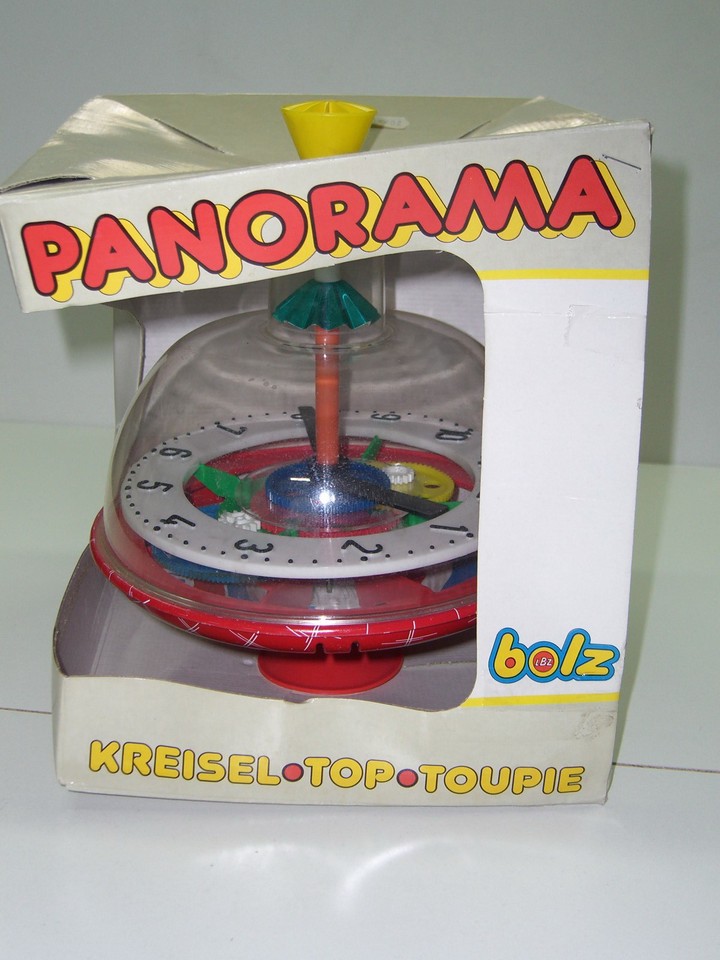 80'S VINTAGE BOLZ LBZ SPINNING TOP TIN LITHO WEST GERMANY CLOCK MIB ...