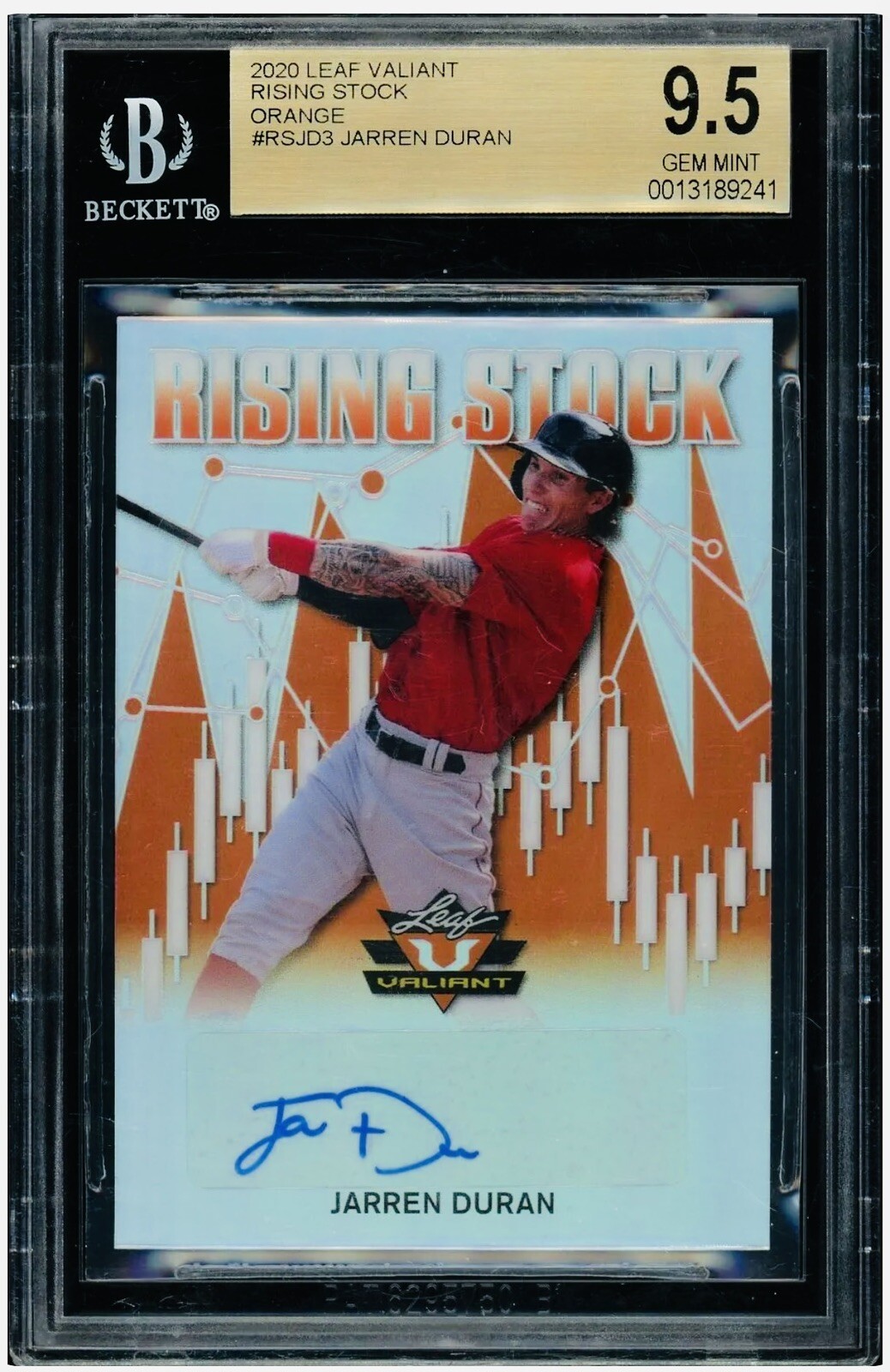Jarren Duran RC Auto /75 BGS 9.5 Orange Rookie Autograph 1 Ball Card ...