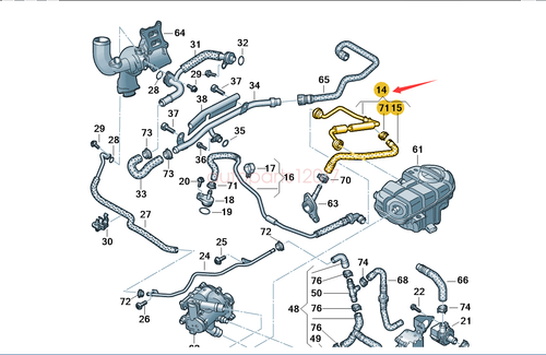 0EM Rear Upper Radiator Overflow Hose For Audi A6 A7 2015-2018 ...