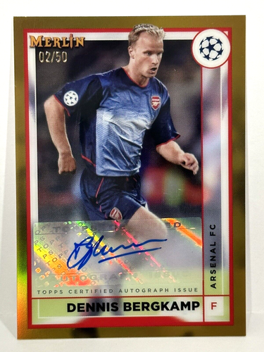 2022-23 Topps Merlin UCL Arsenal Legend Dennis Bergkamp Auto Gold ...