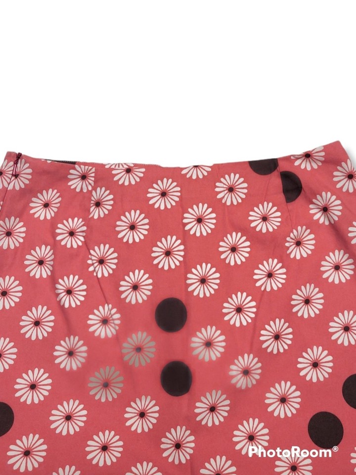 Boden Pink Knee Length Brown Polka Dot/Floral A-Line Skirt - Size 10R ...