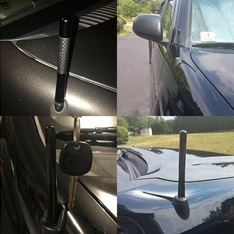 JDM Black Real Carbon Fiber Stubby Short Car Antenna 4.7" AM/FM Radio ...