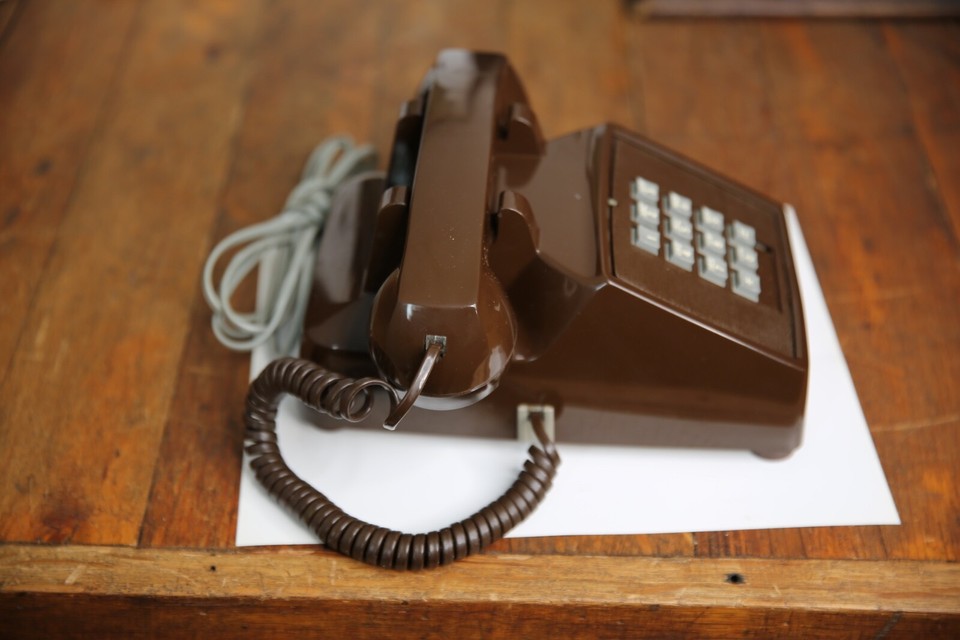Vintage Brown Push Button Dial Phone Gold Star Model 2500 desktop ...
