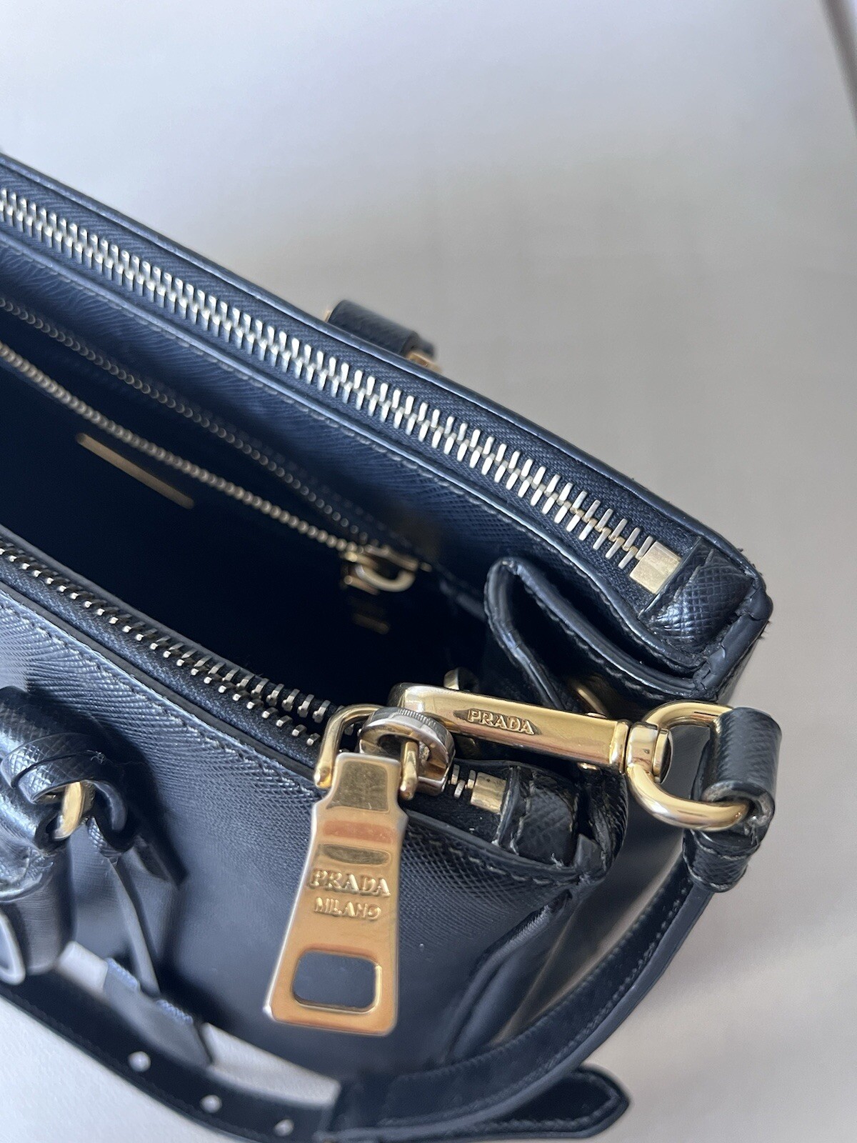 PRADA Galleria Shoulder Bag Medium Black Leather | eBay