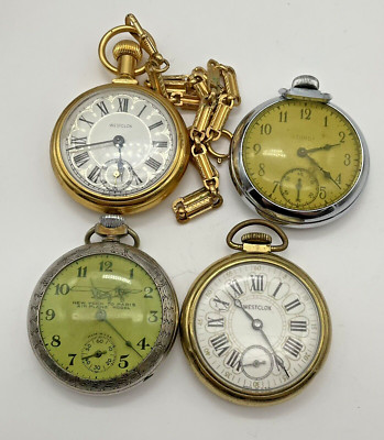 Vintage Westclox Sturdy NY To Paris Airplane Pocket Watch Lot | eBay
