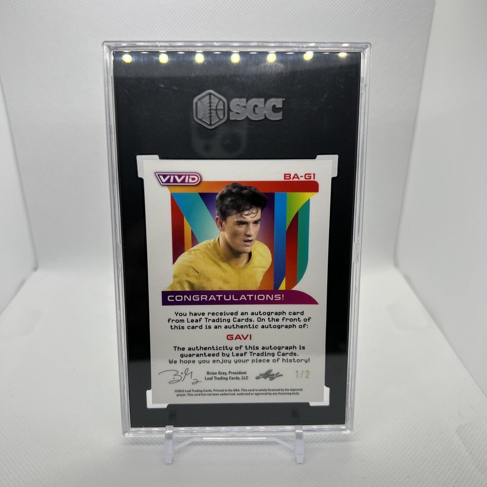 2022 Leaf Vivid Soccer Gavi Purple RC 1/2 SGC 8.5!! TRUE ROOKIE ...