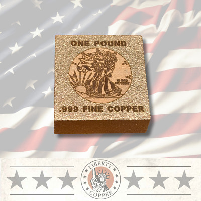 1 Pound lb (16 oz) Walking LIberty 1 Pound Copper Bullion Bar .999 Fine ...
