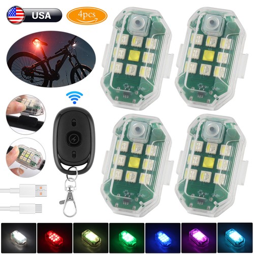 4x LED Warning Strobe Lights Remote Control Anti-collision Lamp for ...