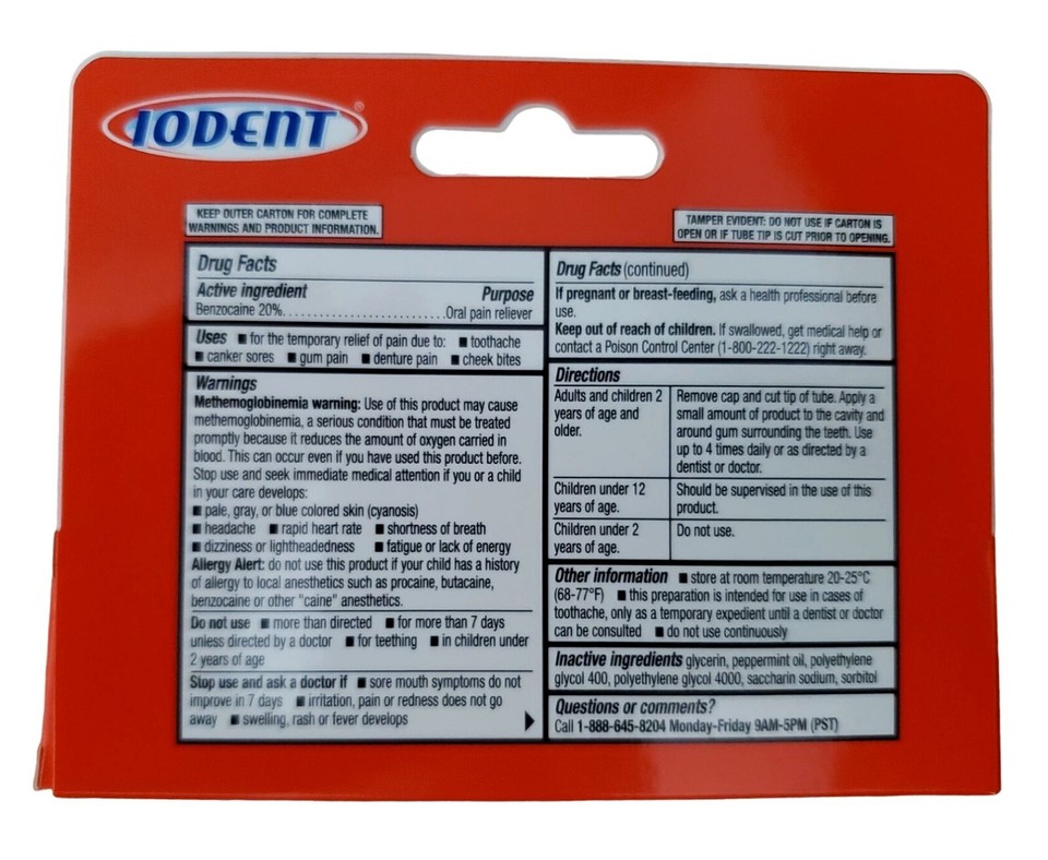 IODENT Maximum Strength Oral Analgesic Gel 0.42oz Relief for toothache ...
