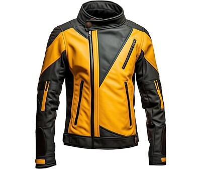 Men’s Black and Yellow Jacket, premium Leather Superboy Jacket for men ...