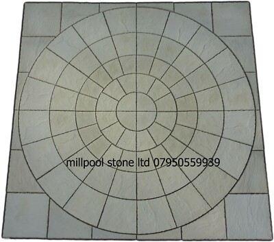 3.6M X 3.6M BUFF ROTUNDA CIRCLE+SQ OFF PATIO PAVING SLAB (DELIVERY ...