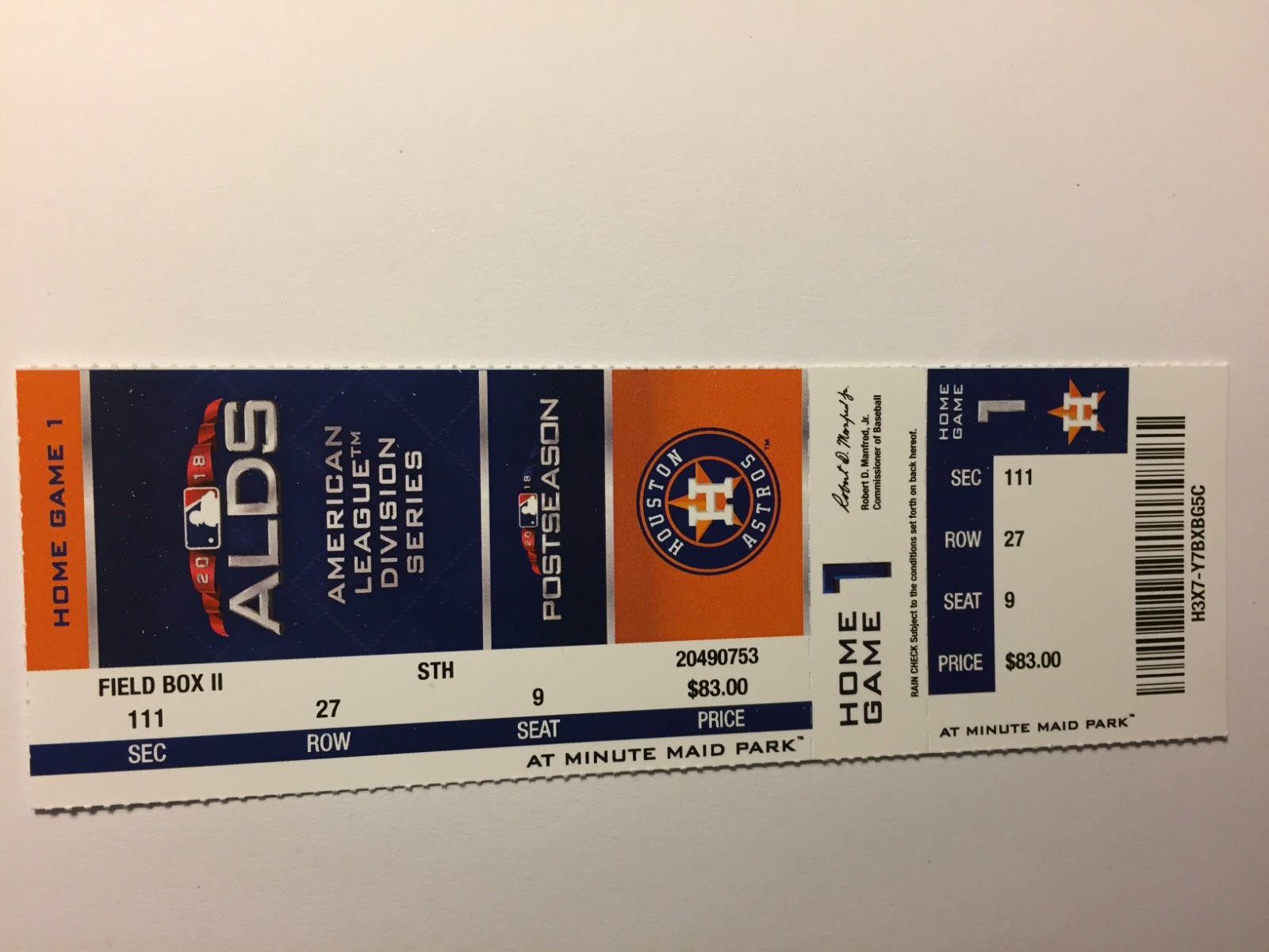 HOUSTON ASTROS VS CLEVELAND OCT 5/18 TICKET STUB-AMERICAN LEAGUE ...