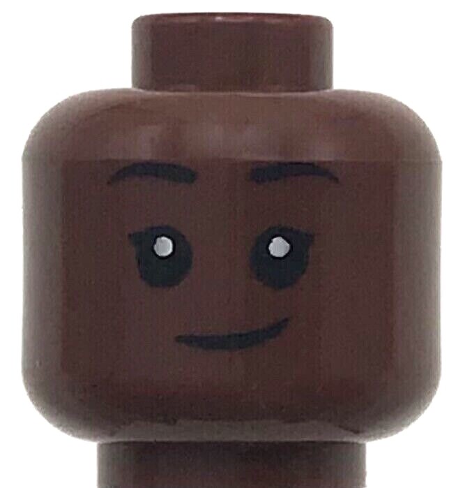 Lego New Reddish Brown Minifigure Head Dual Sided Black Eyebrows Female ...