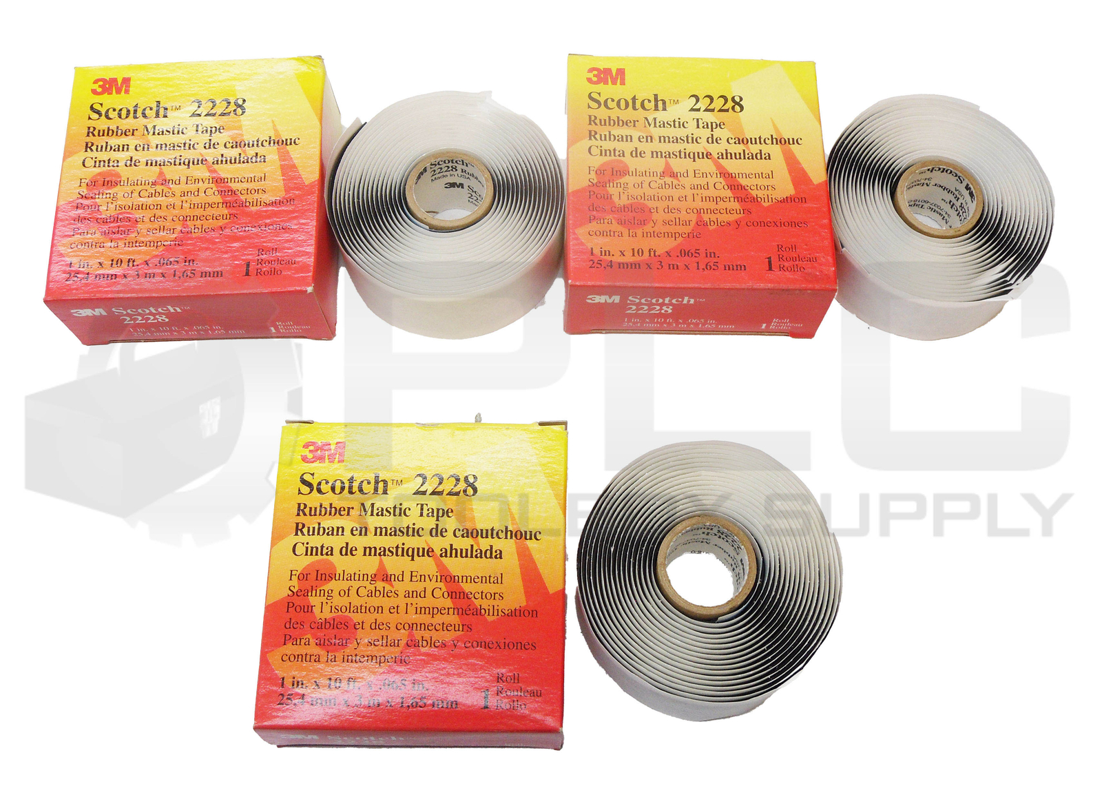 LOT OF 3 NEW 3M SCOTCH 2228 RUBBER MASTIC TAP 1 ROLL-1" x 10FT x .065 ...