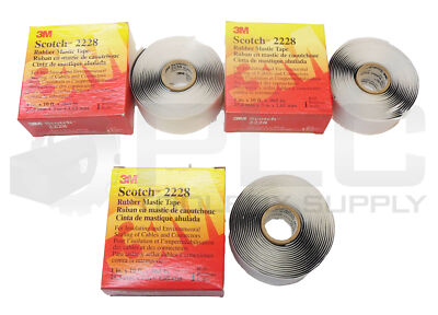 LOT OF 3 NEW 3M SCOTCH 2228 RUBBER MASTIC TAP 1 ROLL-1" x 10FT x .065 ...