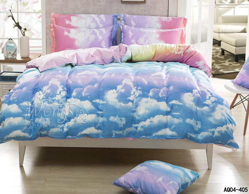 3D Clouds Duvet Quilt Cover Colorful Bedding Set Pillow Cases Single ...