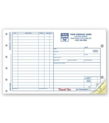 500 Carbonless Side-Stub Job Work Order Forms Nebs/Deluxe No. 213 / 2 ...