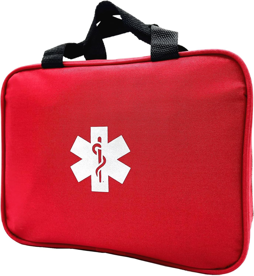Red First Aid Bag Empty Travel Pouch First Responder Storage Medicine ...