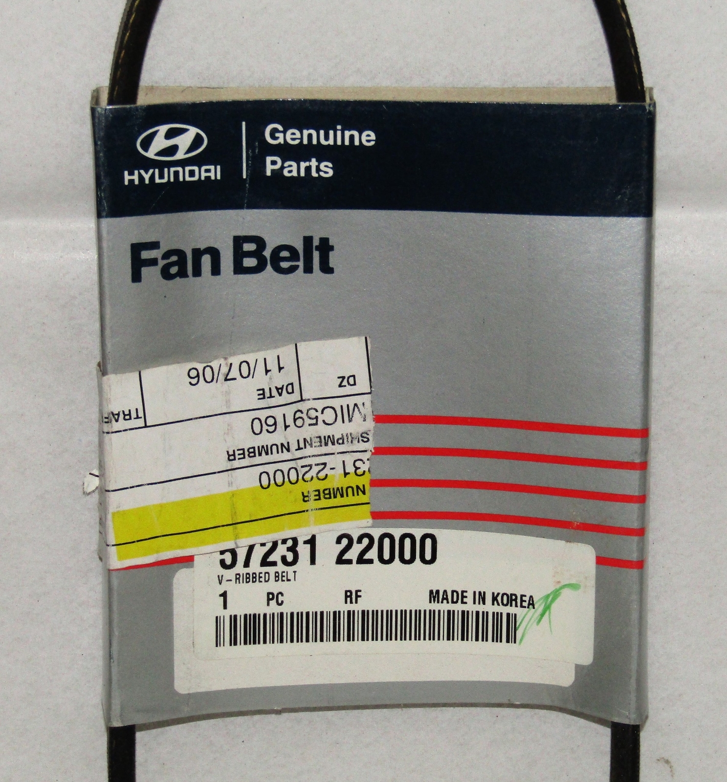 NEW HYUNDAI GENUINE PARTS V-RIBBED FAN BELT OEM PART NO. 57231-22000 | eBay