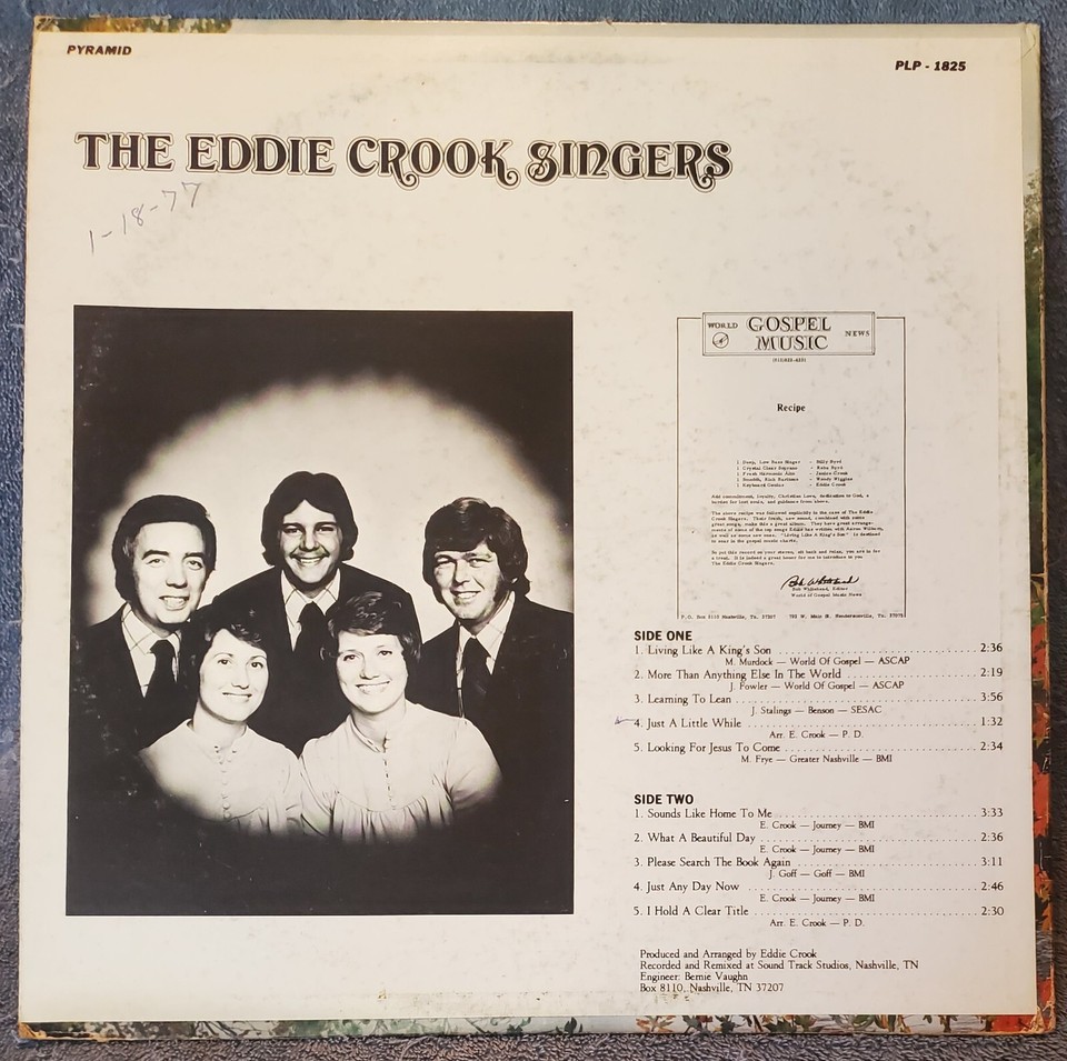 EDDIE CROOK SINGERS Living Like A King's Son 1976 LP Pyramid Records # ...