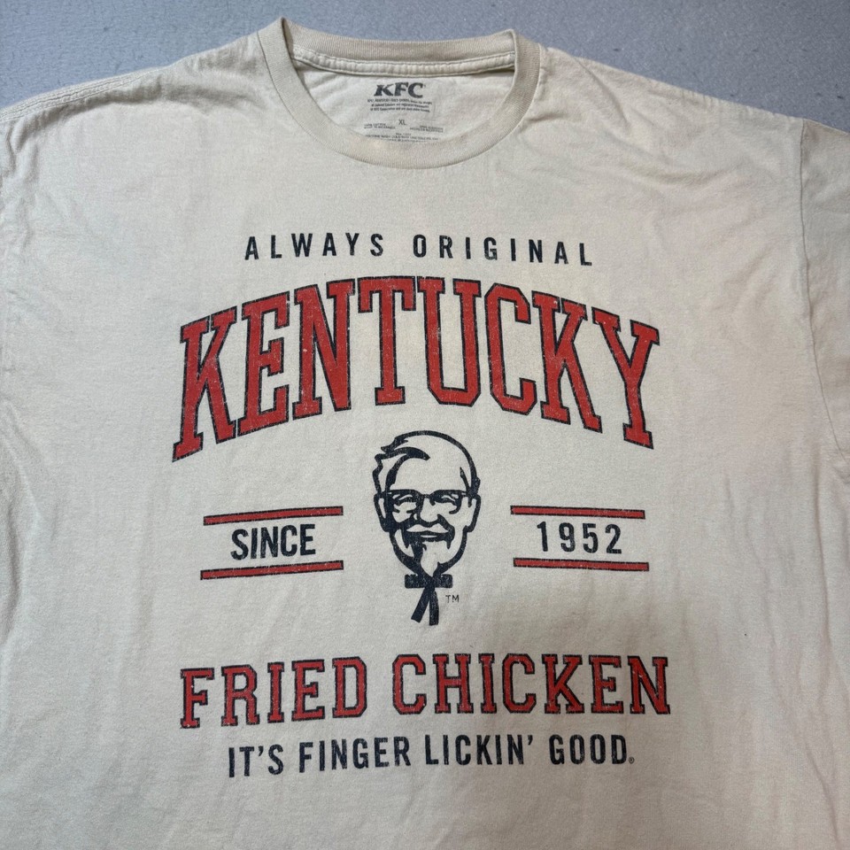 KFC Kentucky Fried Chicken Graphic T Shirt Mens XL Beige "Always ...