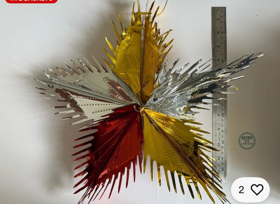 PACK OF 5 Vintage Christmas Decorations Retro Foil 1980s star | eBay